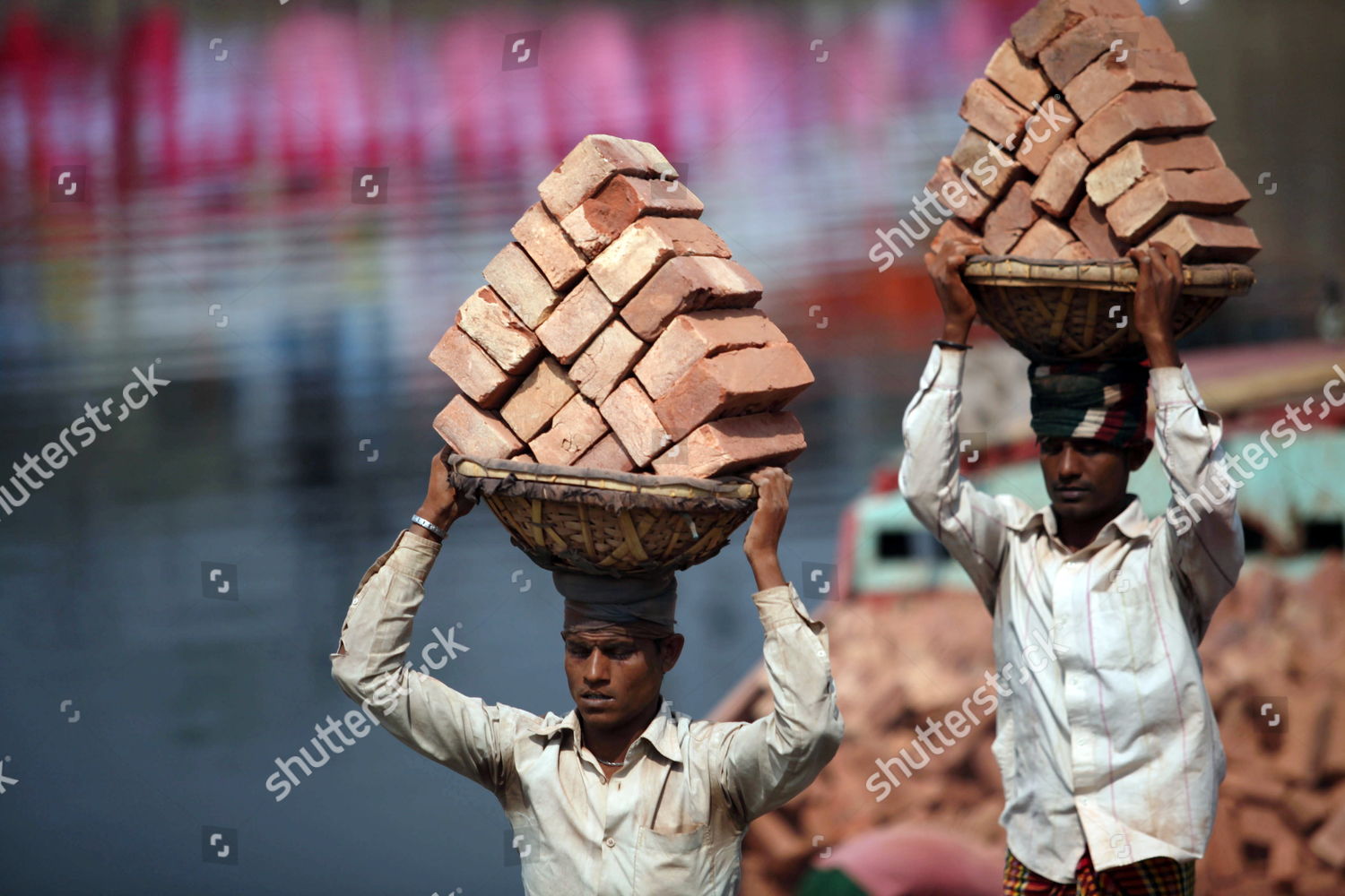 Daily Laborers Carry Bricks They Unload Editorial Stock Photo - Stock ...