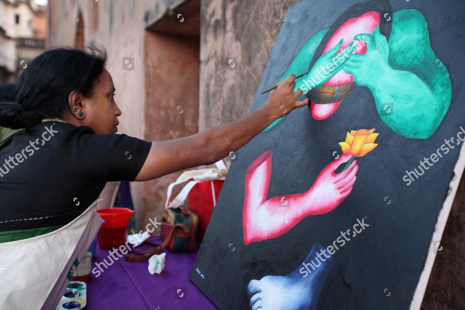 Atia Islam Anny Bangladeshi Artist Paints Editorial Stock Photo - Stock ...