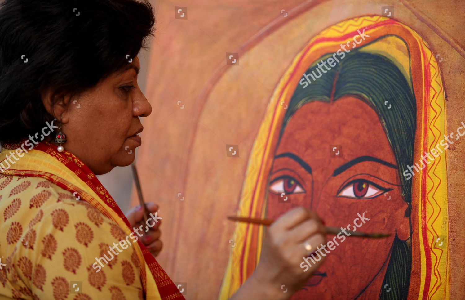 Nasreen Begum Bangladeshi Artist Paints Day Editorial Stock Photo ...
