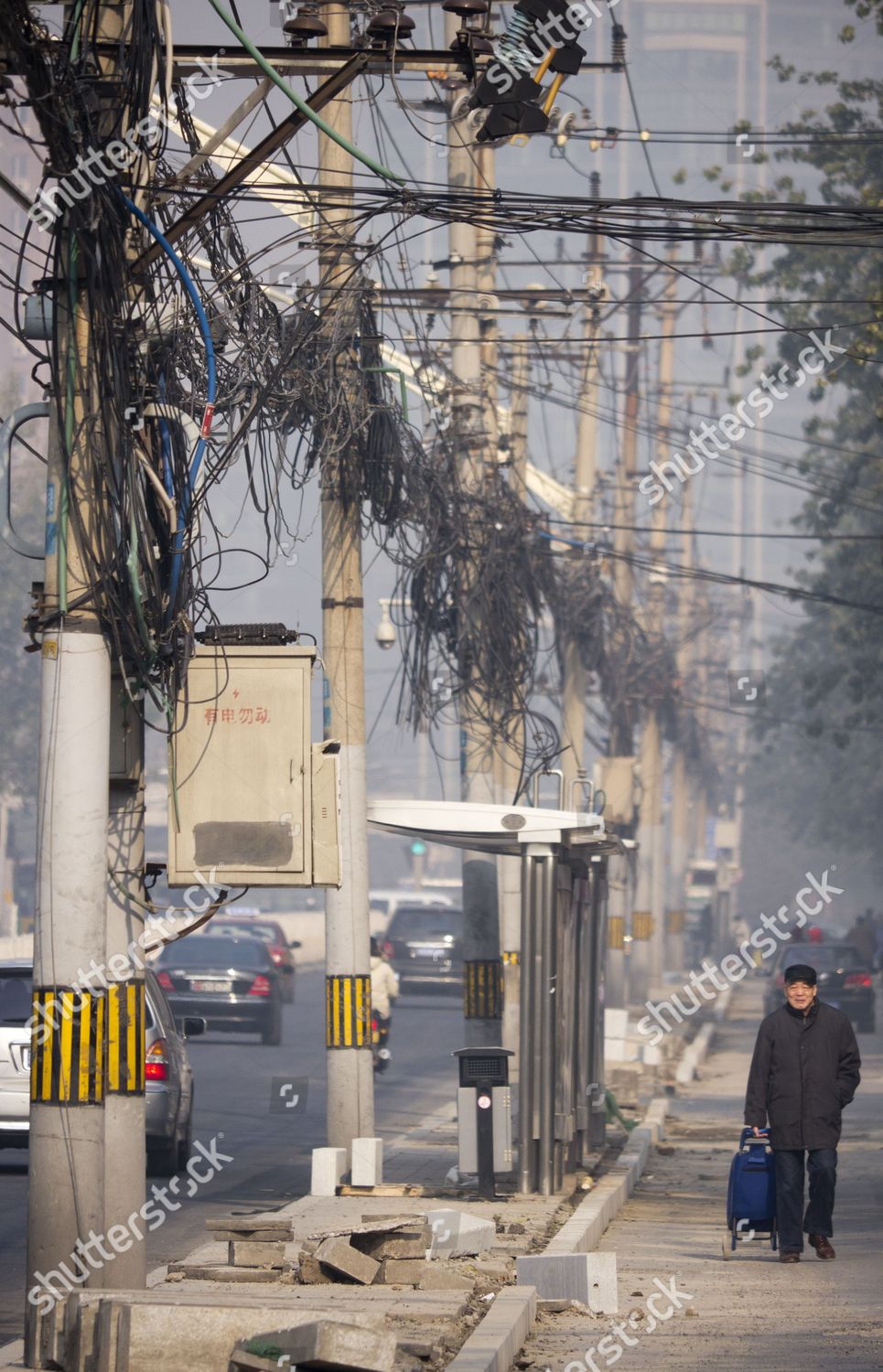 Overloaded Utility Poles Newly Resurfaced Roads Editorial Stock Photo ...