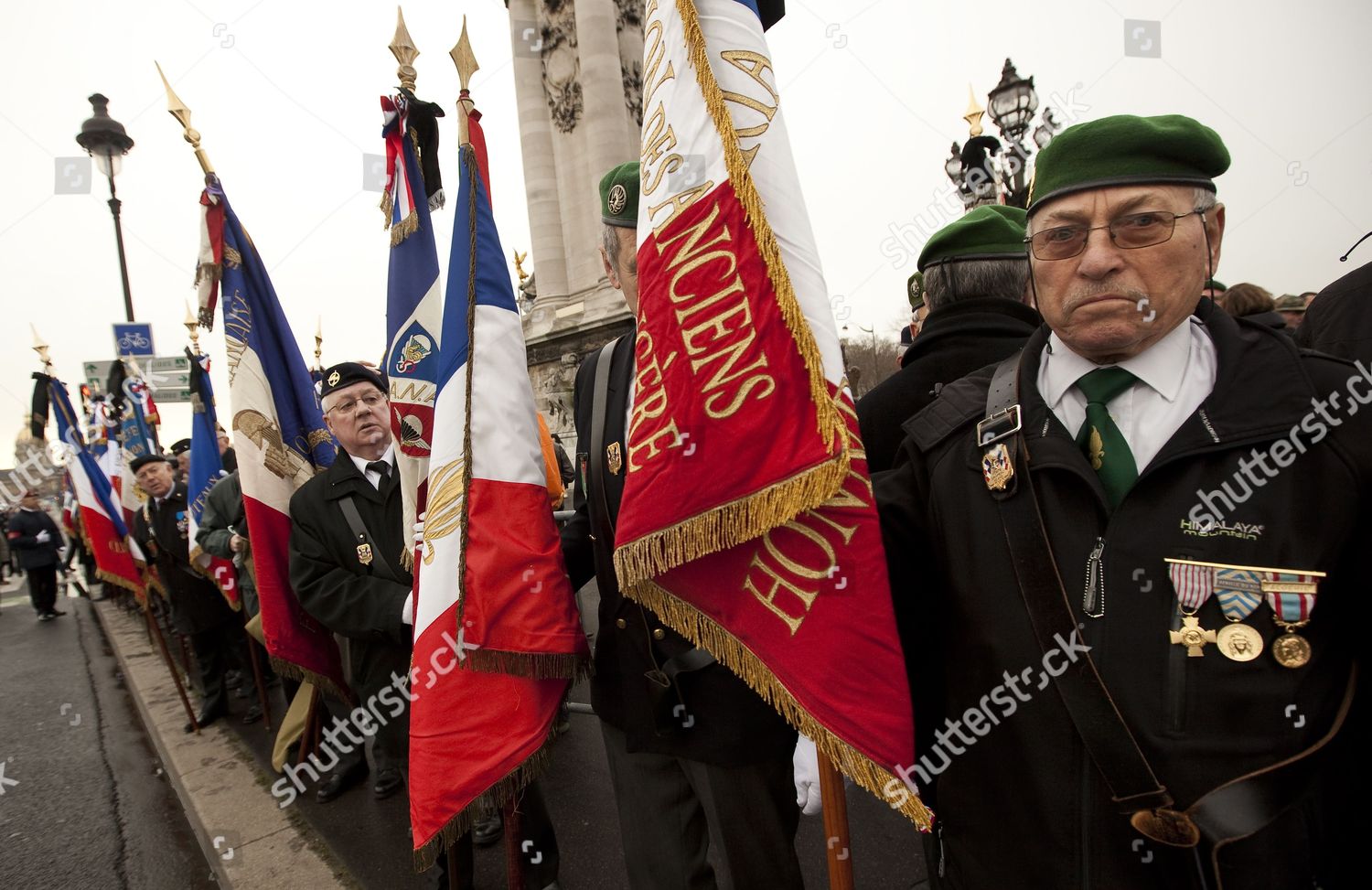 French Veterans Line Pavement Flags They Editorial Stock Photo - Stock ...