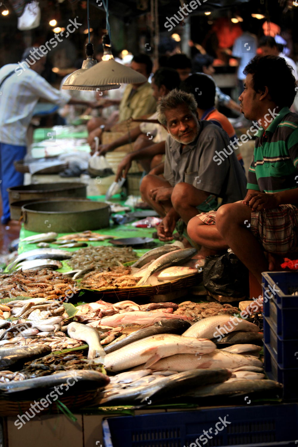 Indian Fish Vendors Wait Full Fish Editorial Stock Photo - Stock Image ...