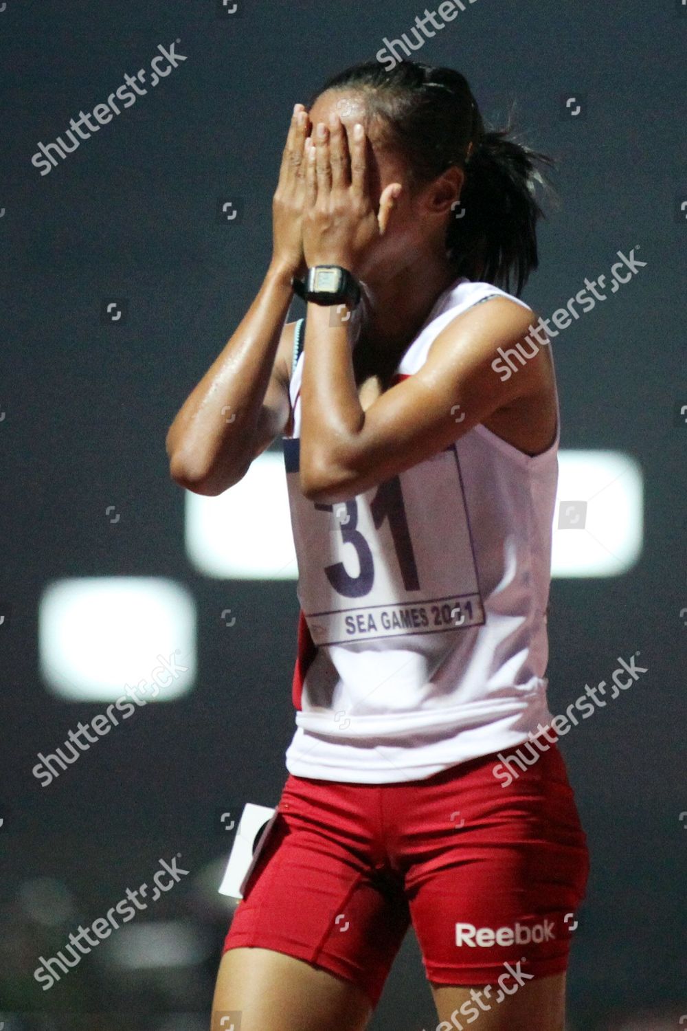 Indonesias Triyaningsih Reacts After She Finishes Editorial Stock Photo ...