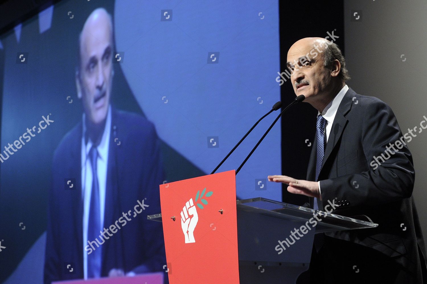 Lebanese Forces Leader Samir Geagea Speaks Editorial Stock Photo ...