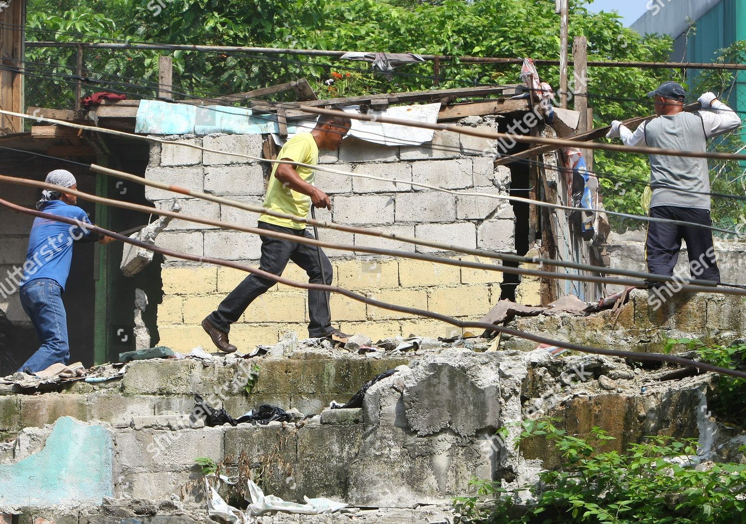 Filipino Workers Demolition Crew Take Down Editorial Stock Photo ...