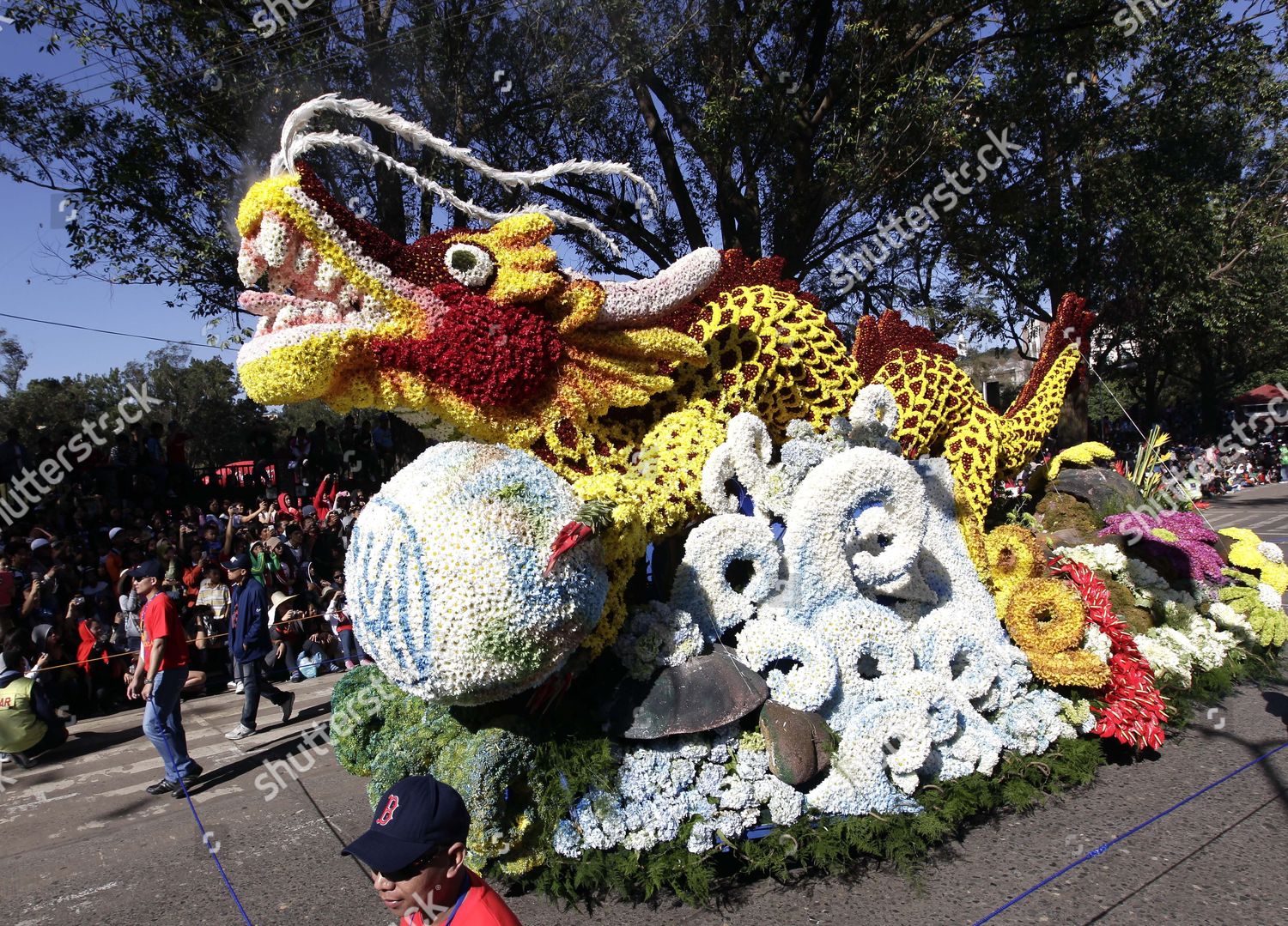 Dragon Float Clad Flowers Parades During Editorial Stock Photo - Stock ...