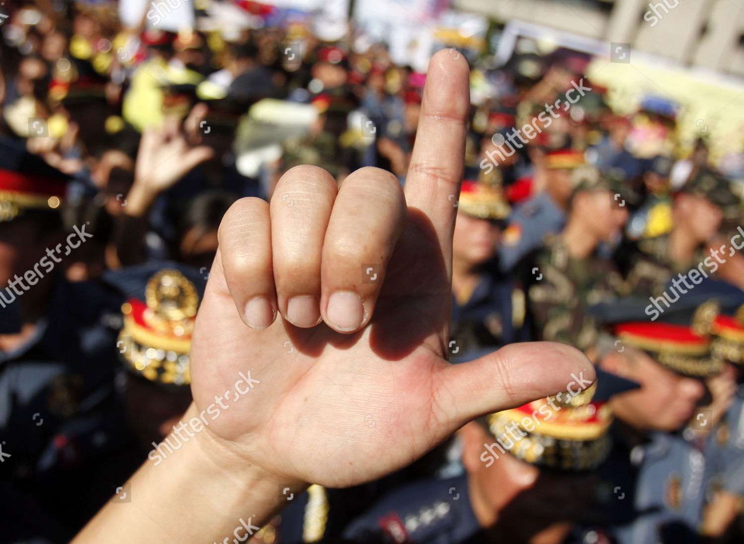 Filipino Flashes Laban Fight Sign During Editorial Stock Photo - Stock ...