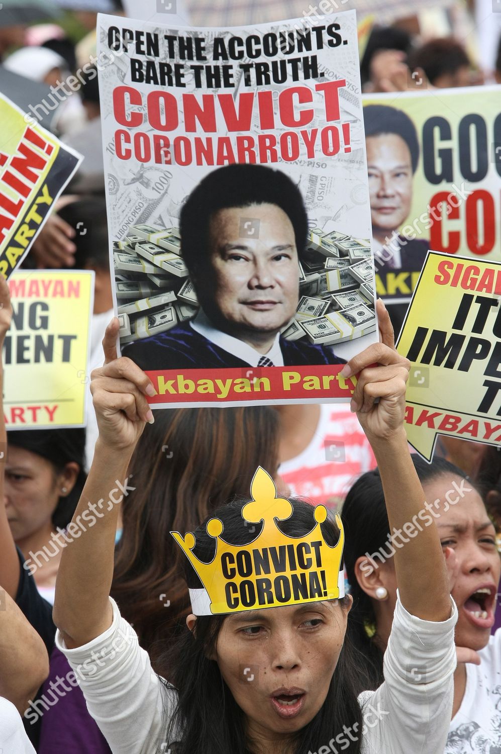 Filipino Protester Holds Sign Calling Impeachment Editorial Stock Photo ...