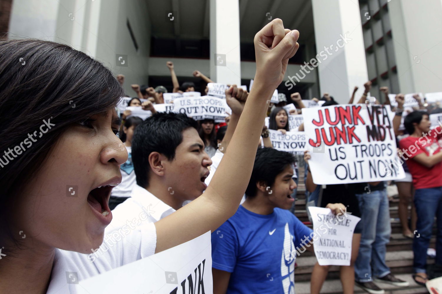 Filipino Students Shout Antius Slogans While Editorial Stock Photo ...