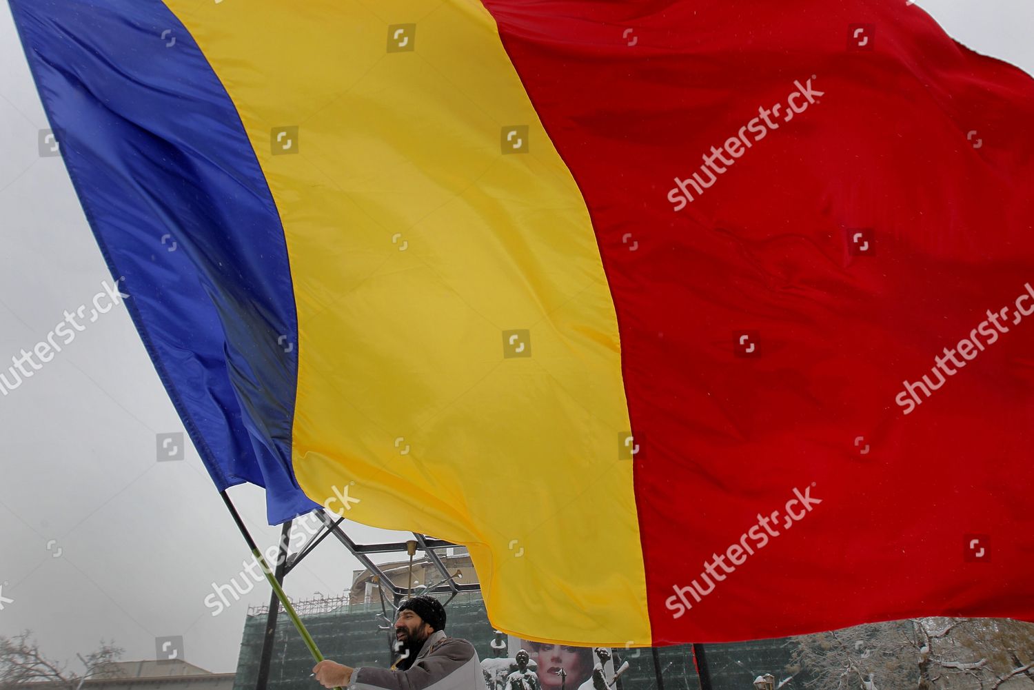 Single Protester Waves Huge National Flag Editorial Stock Photo - Stock ...
