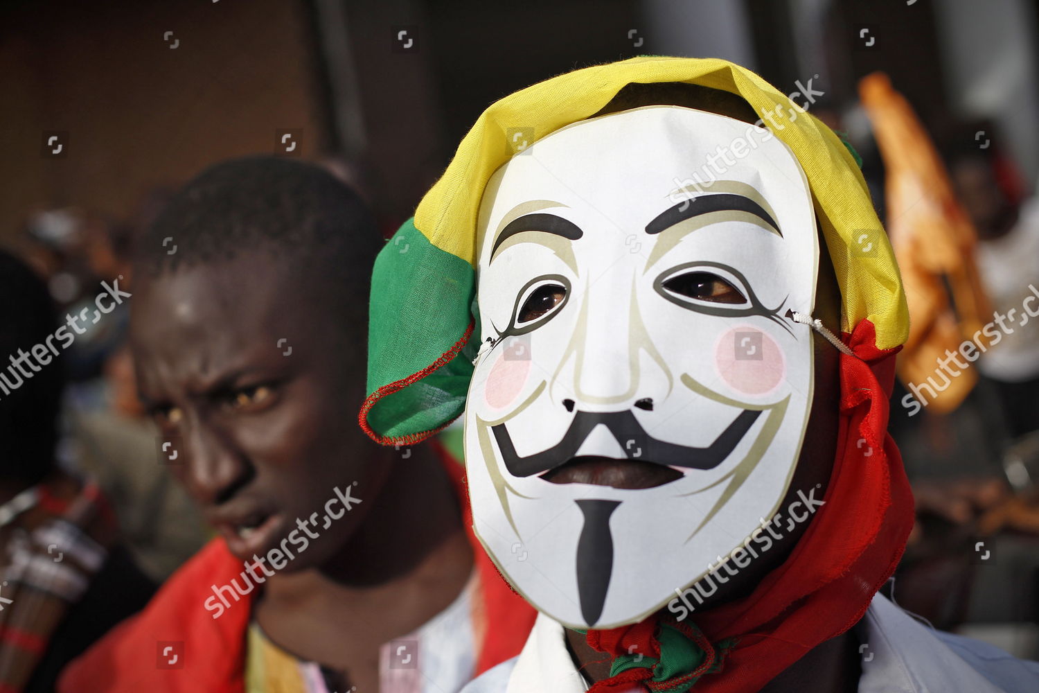 Senegalese Anti Government Demonstrator Wears Mask Editorial Stock ...