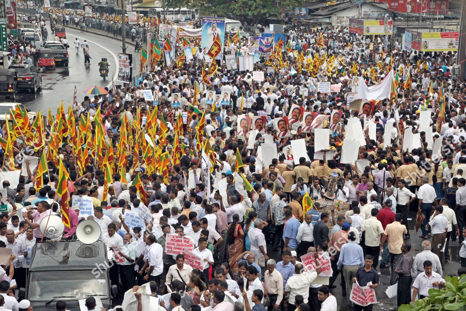 Demonstrators Carring Placards National Flags Show Editorial Stock ...
