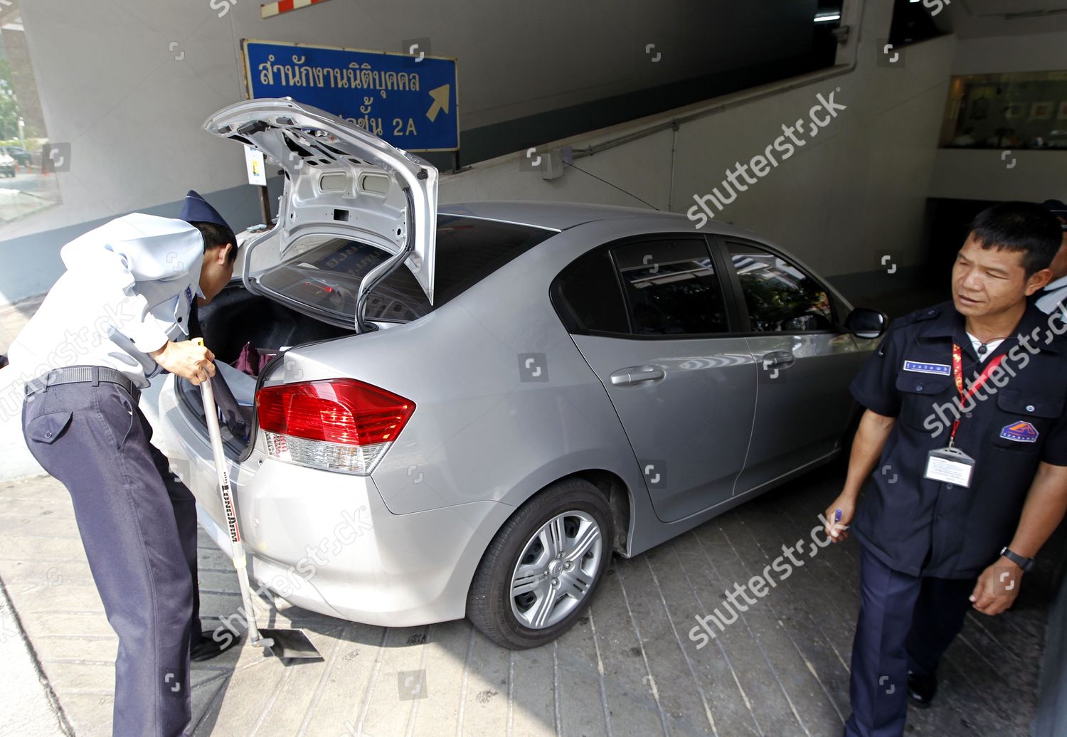 Thai Security Guards Check Car Entrance Editorial Stock Photo - Stock ...