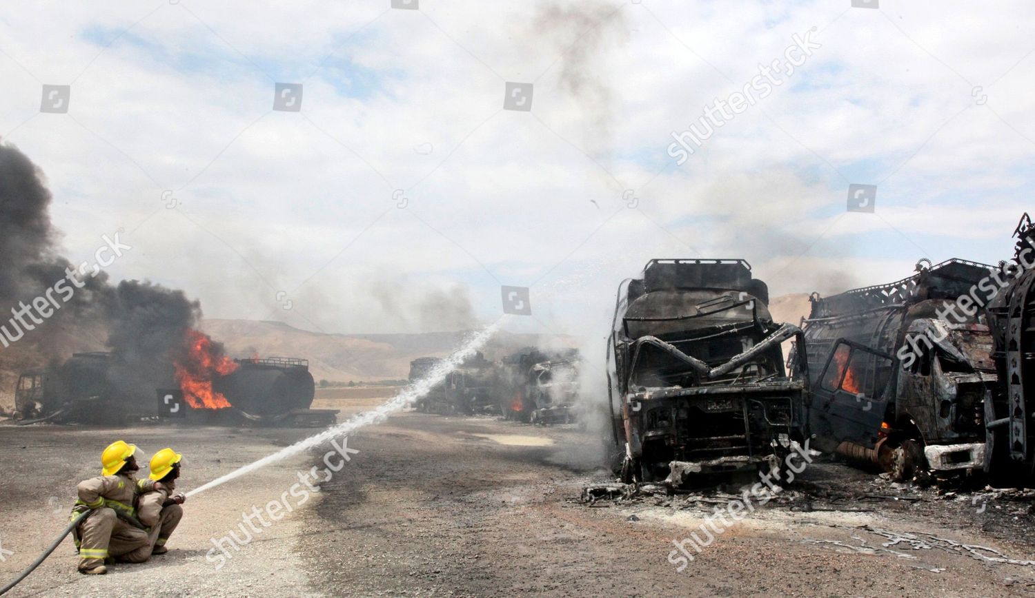 Afghan Fire Fighters Try Extinguish Burning Editorial Stock Photo ...