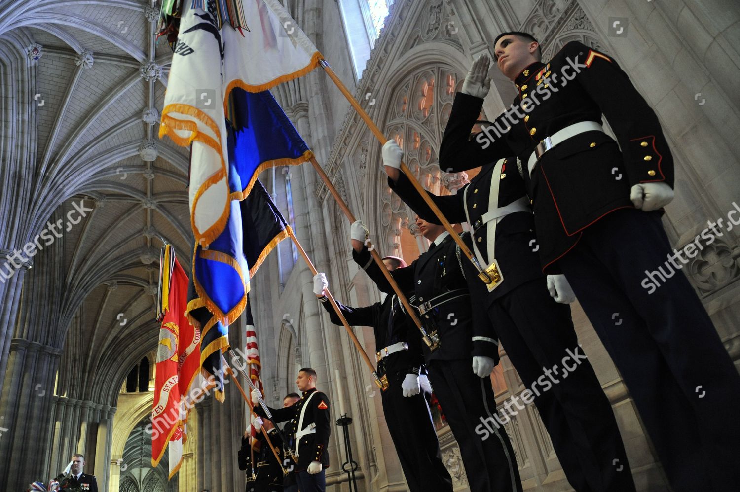 Us Color Guard Salutes During Wreathlaying Editorial Stock Photo ...