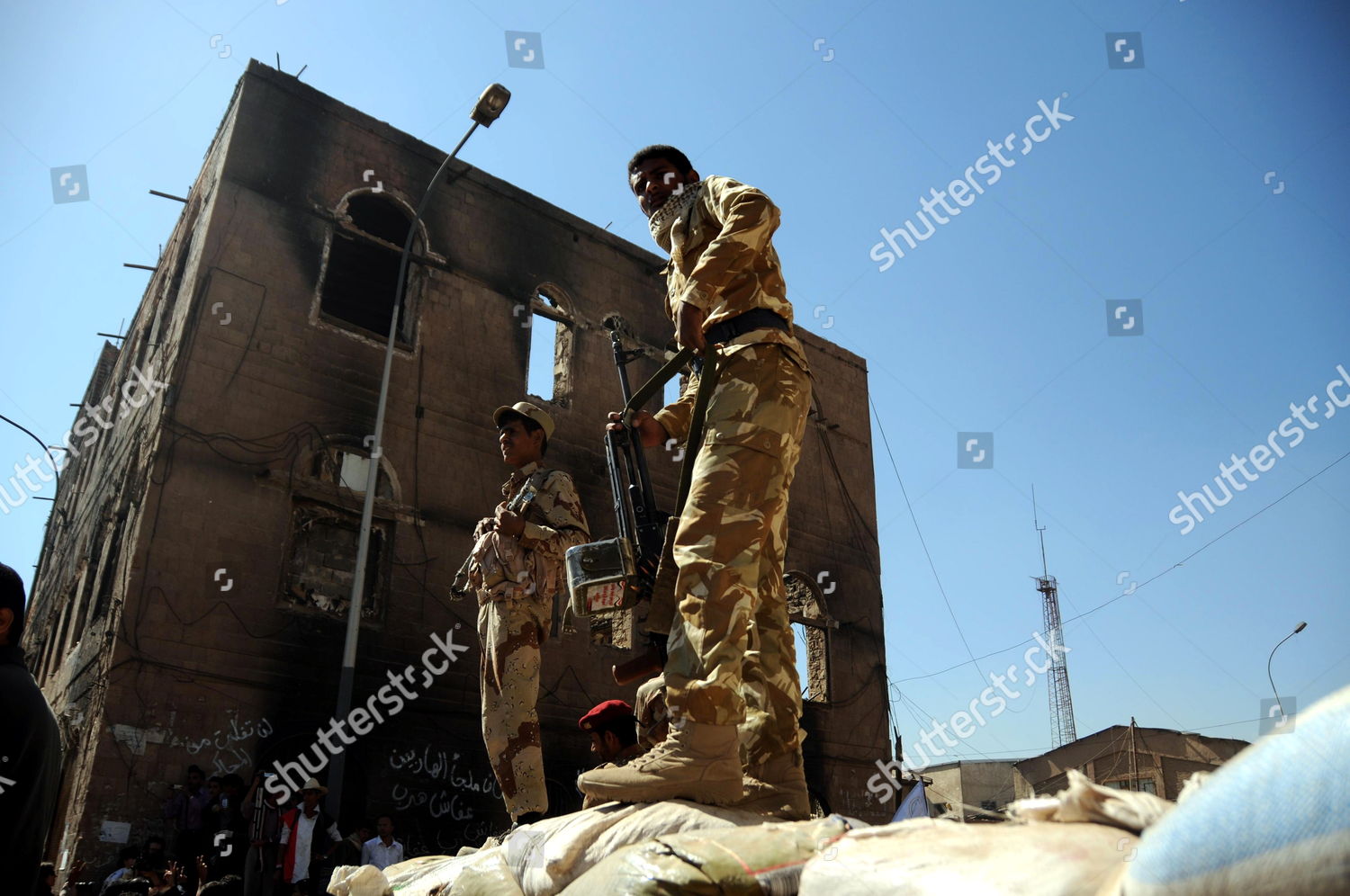 Defecting Yemeni Soldiers Stand Guard Next Editorial Stock Photo ...