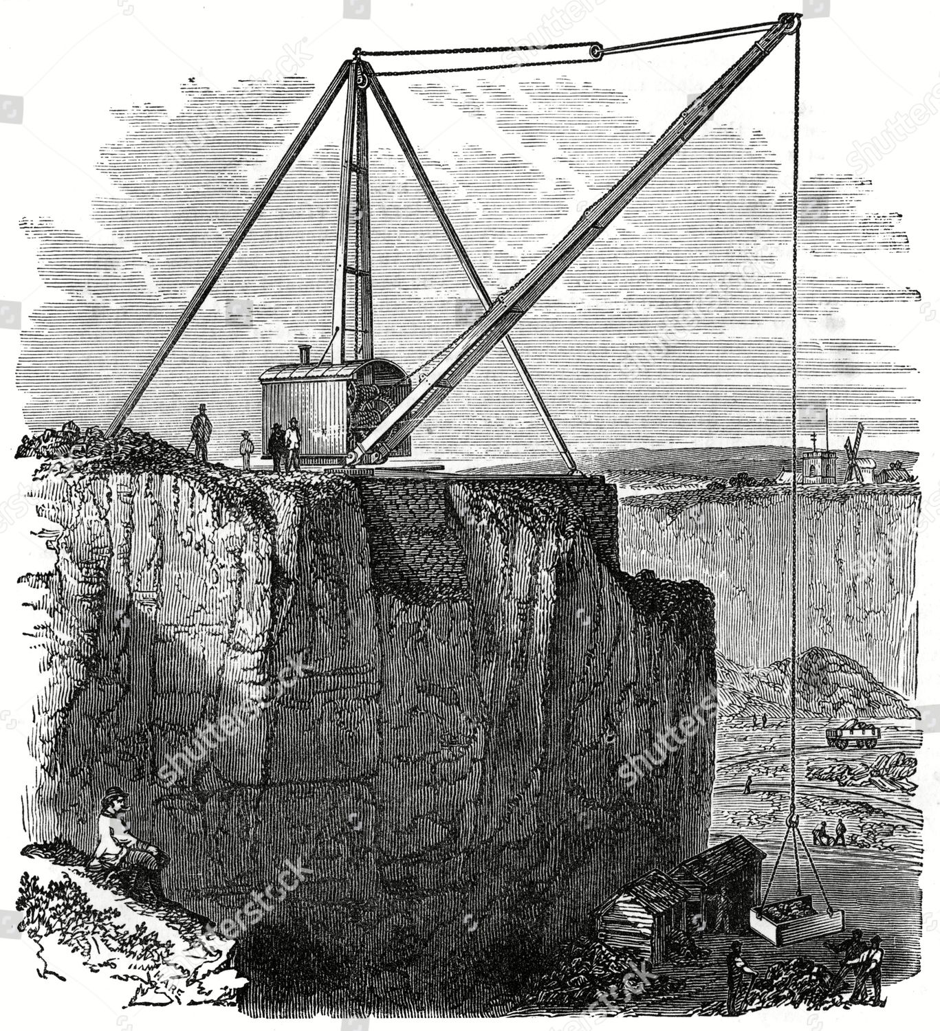 Steam Derrick Raising Stone Deep Quarries Editorial Stock Photo - Stock ...