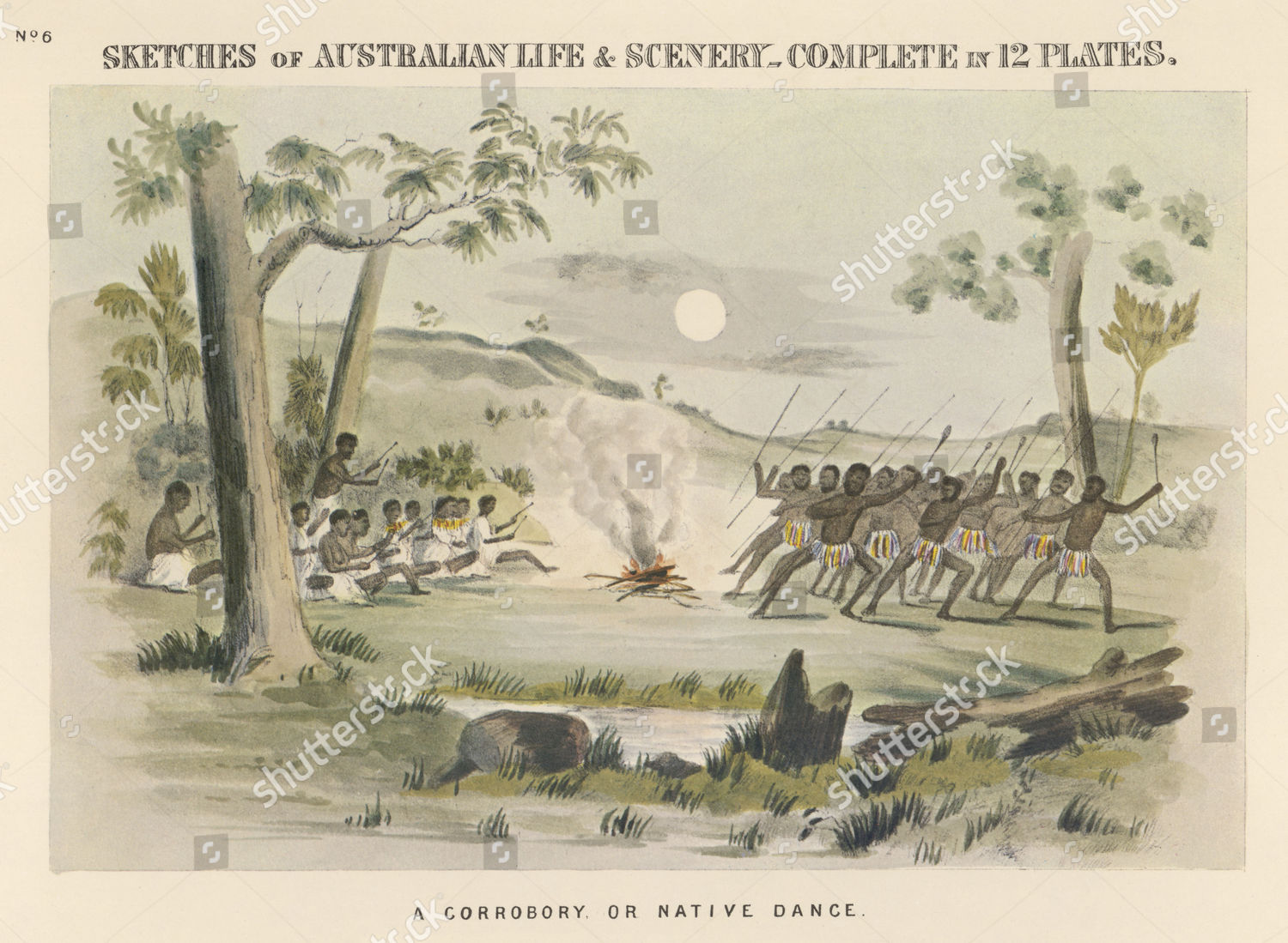 Aboriginals Performing Corroboree Native Dance 1850s Editorial Stock ...