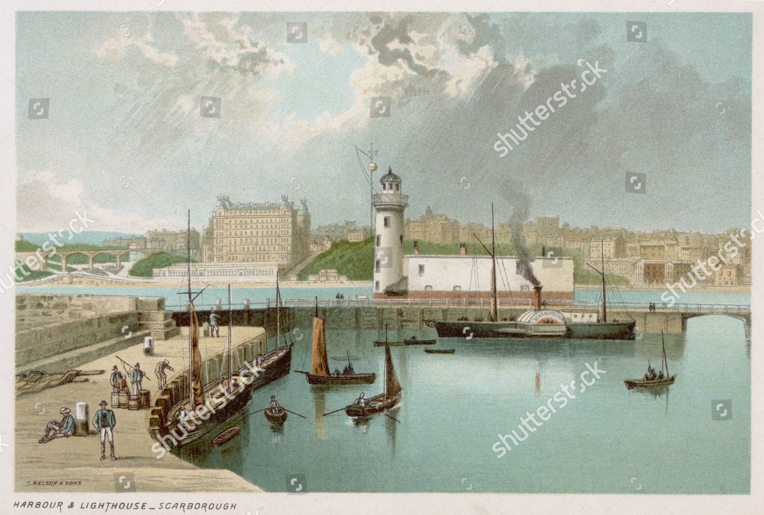 Harbour Lighthouse Scarborough Circa 1880 Editorial Stock Photo - Stock ...