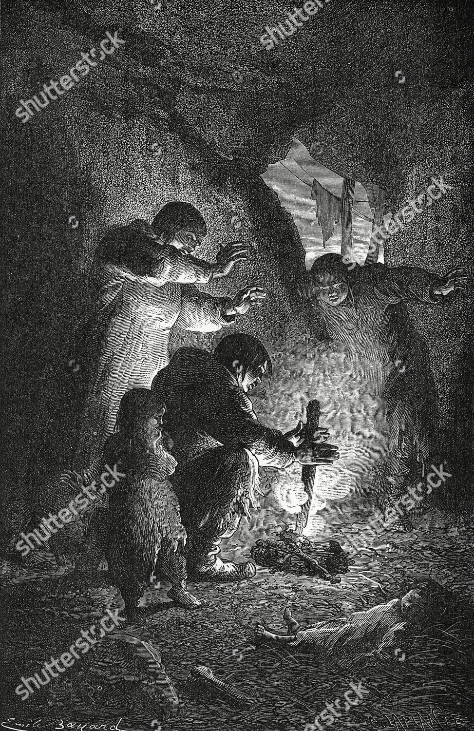 Discovery Fire By Palaeolithic Man Circa Editorial Stock Photo - Stock ...