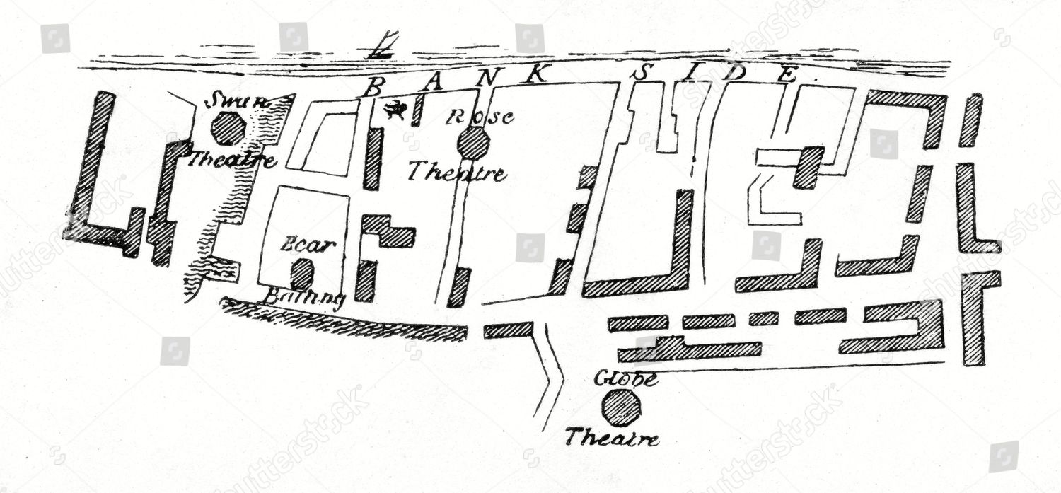 Map Bankside Showing Location Theatres During Editorial Stock Photo ...