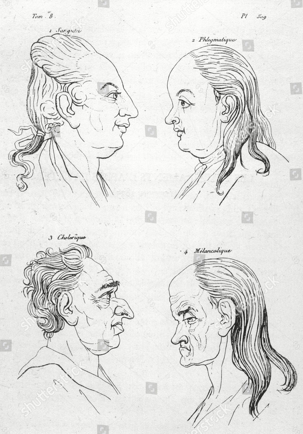 Four Temperaments Sanguine Phlegmatic Choleric Melancholic Editorial ...
