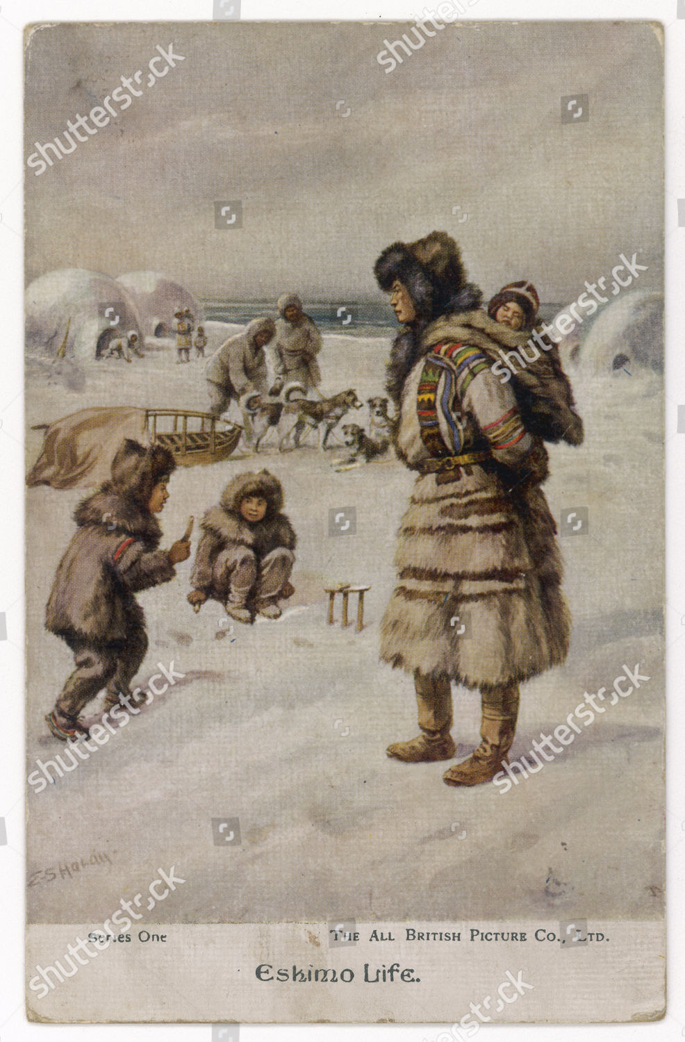 Eskimo Family Their Village Showing Igloos Editorial Stock Photo ...