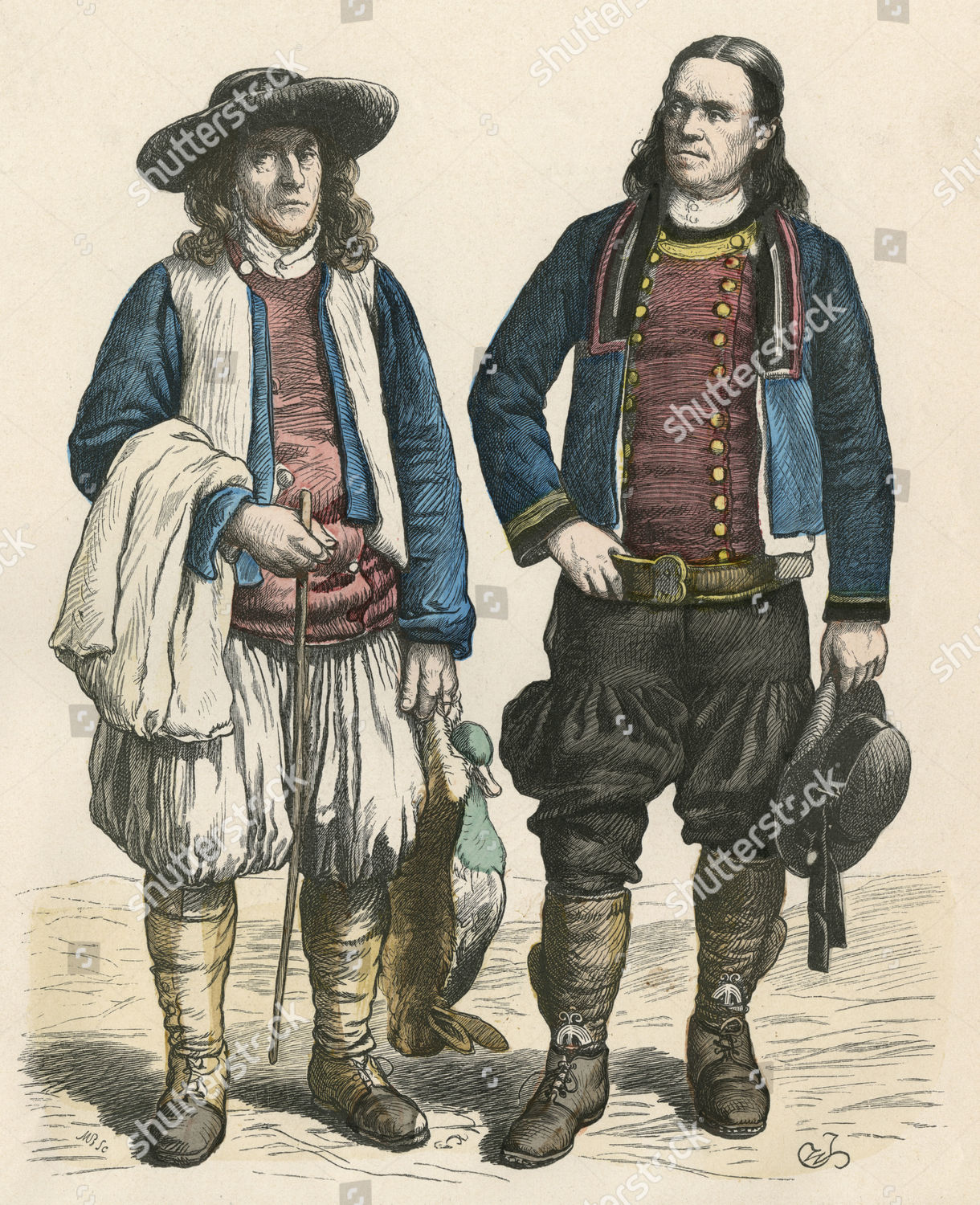 Two Breton Men Traditional Costume Late Editorial Stock Photo - Stock ...