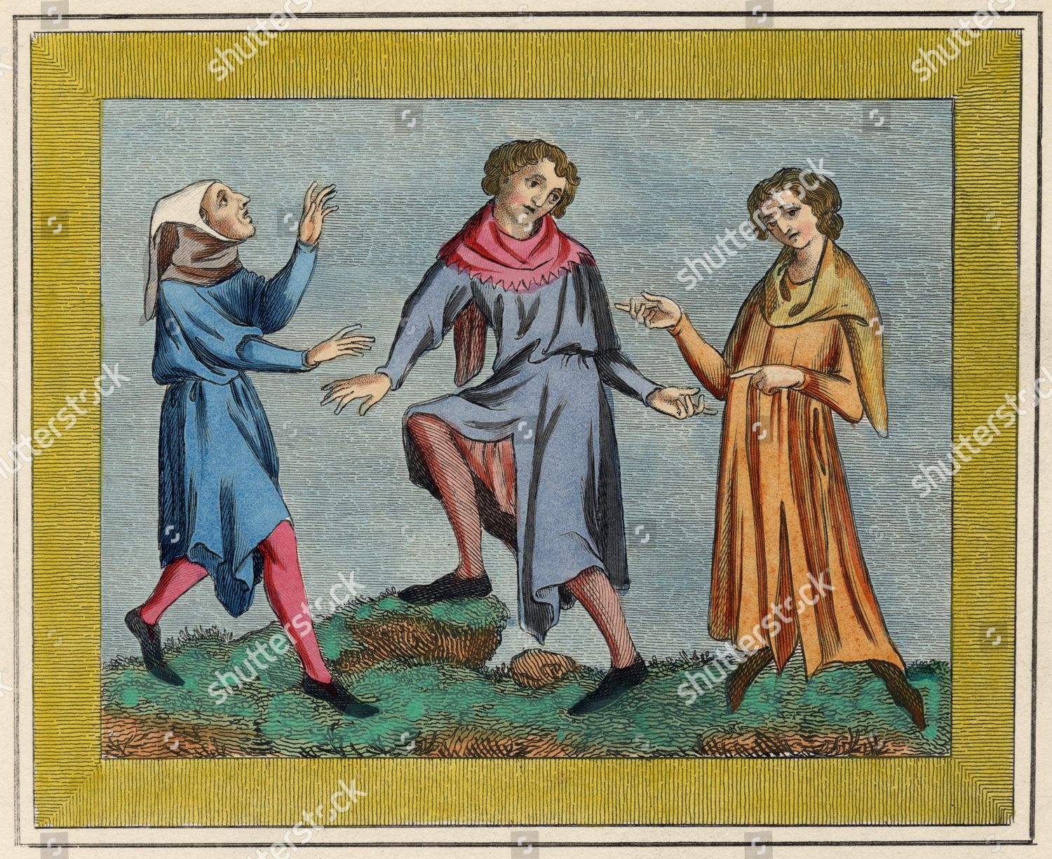 Three Typical Englishmen Medieval Period 13th Editorial Stock Photo ...