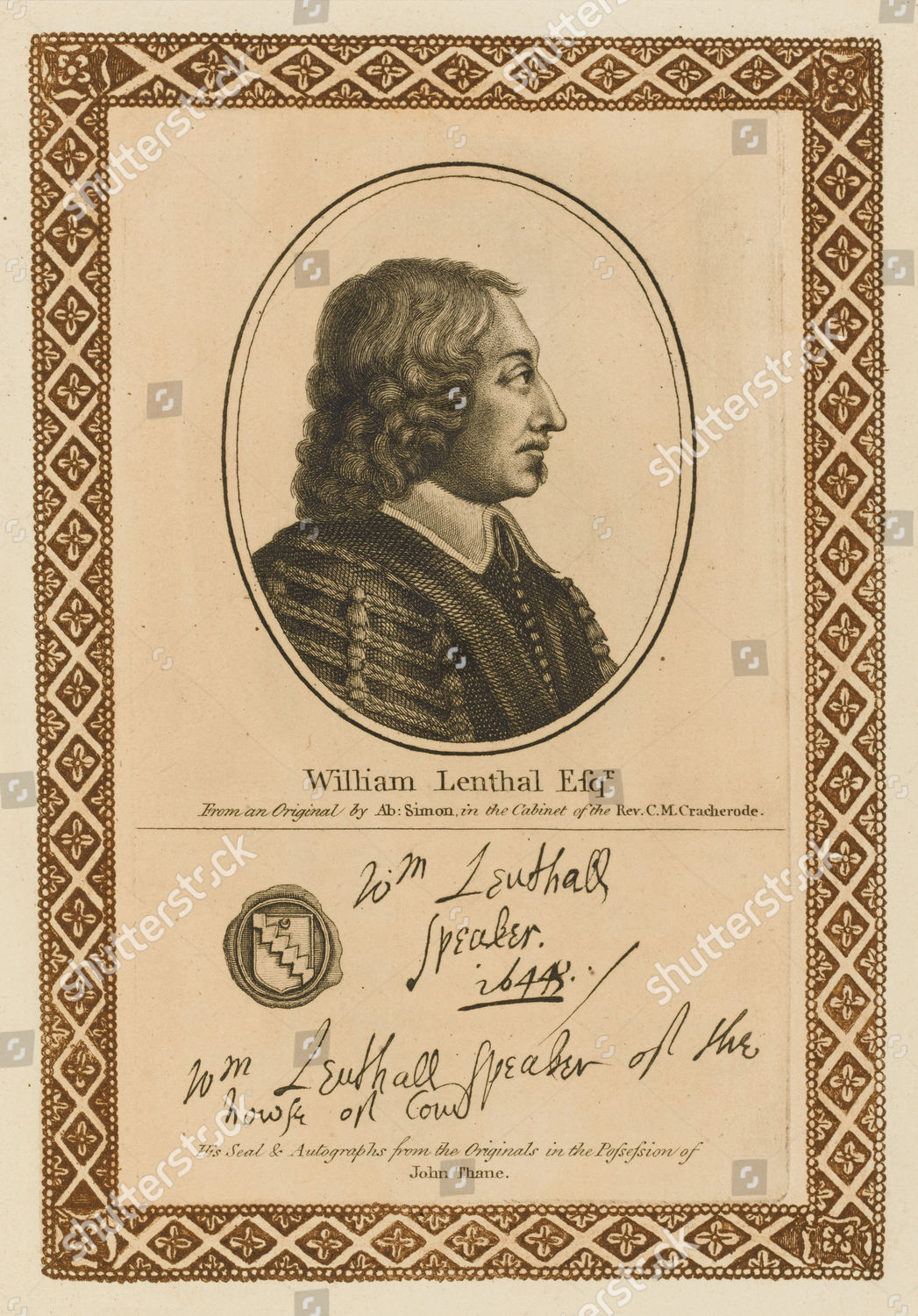 William Lenthall Statesman Whose Conduct During Editorial Stock Photo ...