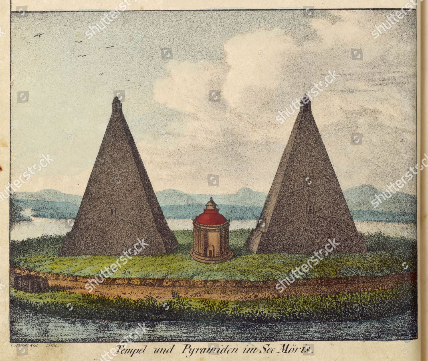 Twin Pyramids Temple Lake Moeris Bce Editorial Stock Photo - Stock ...