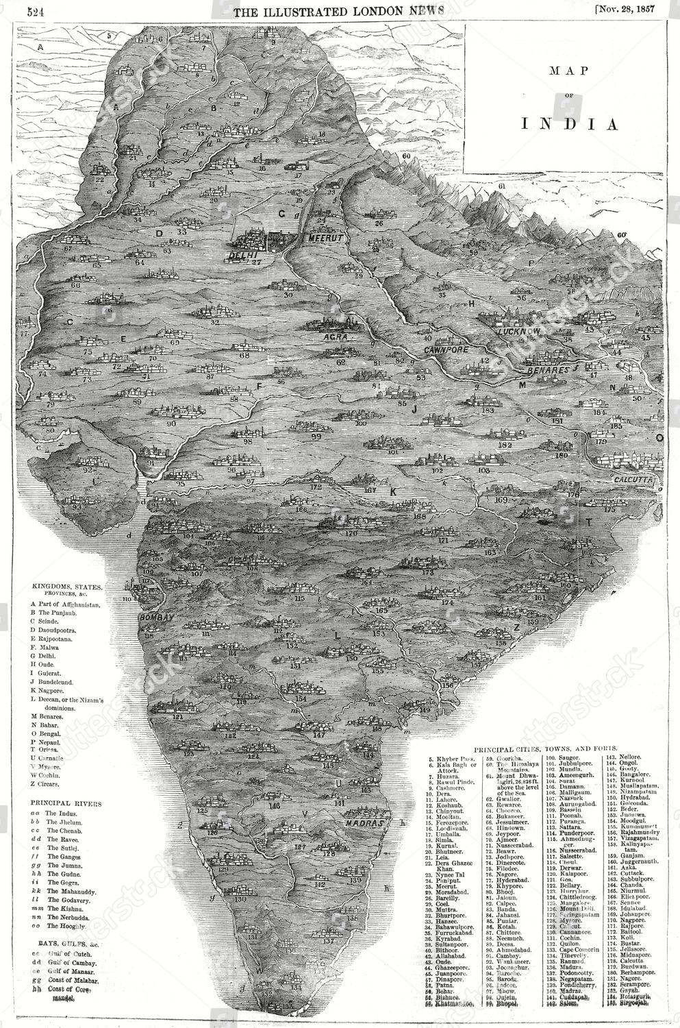 Map India 1857 Year Indian Mutiny Editorial Stock Photo - Stock Image ...