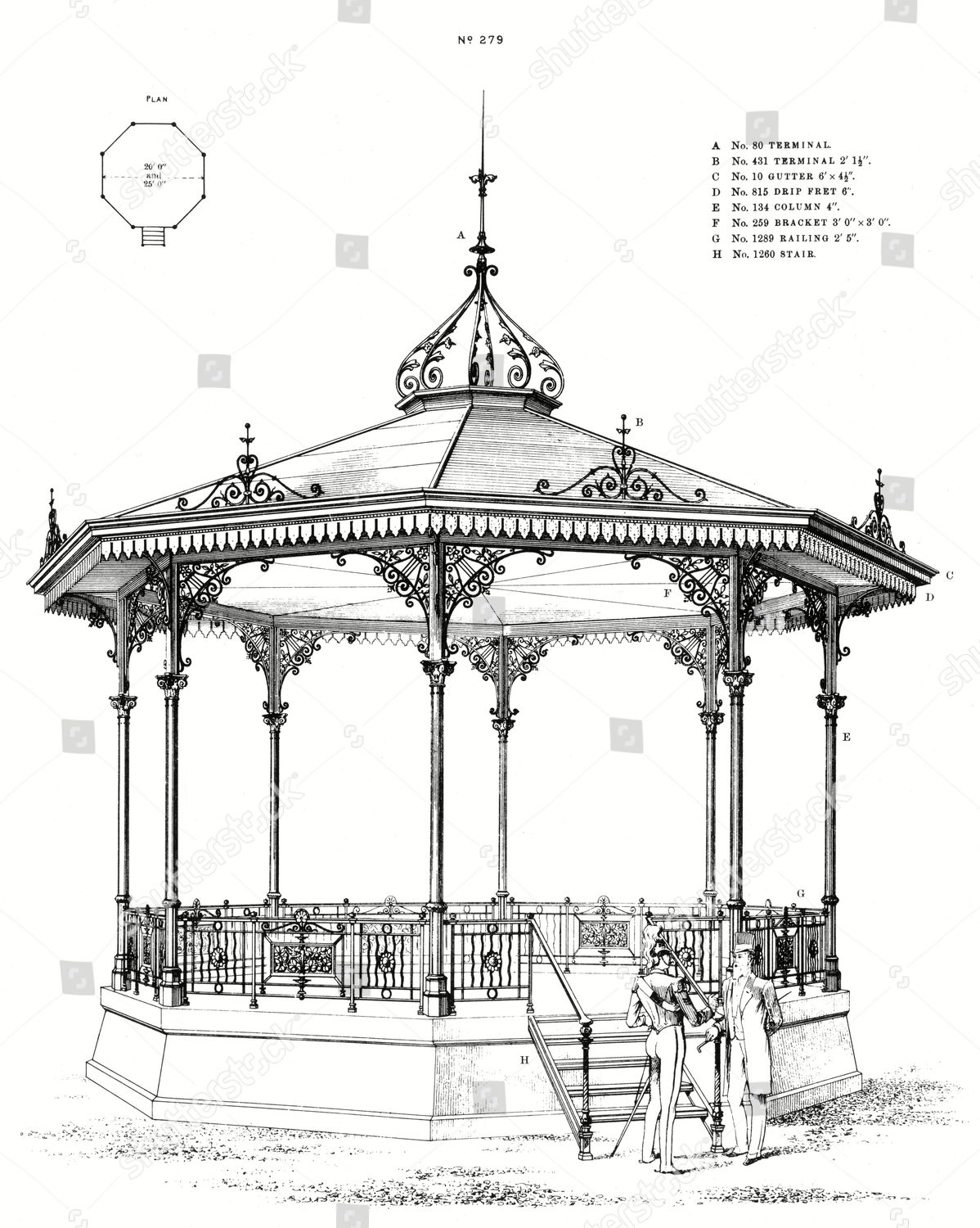 PLAN MILITARY BANDSTAND DECORATED WROUGHT IRON Editorial Stock Photo ...
