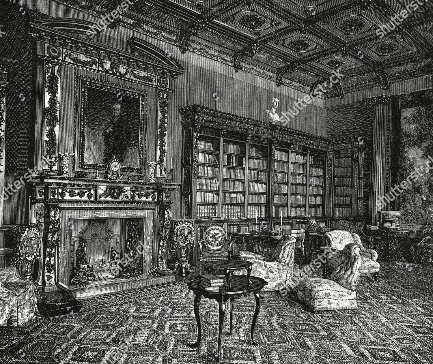 Corner Library Highclere Castle Showing Chimney Editorial Stock Photo ...
