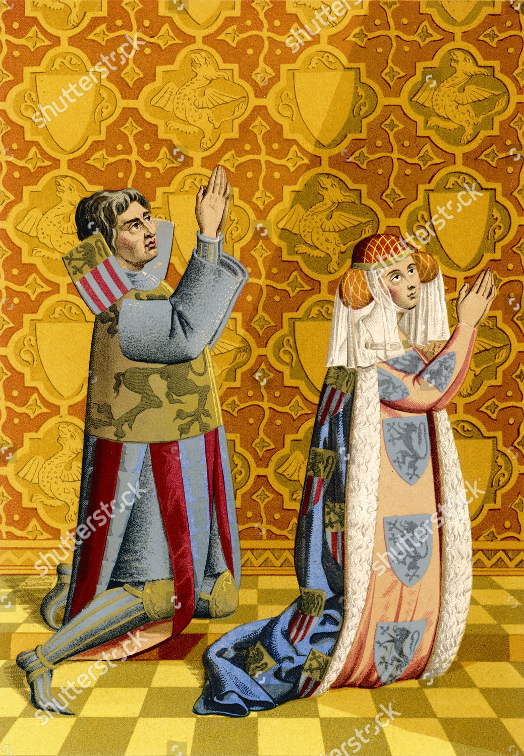Knight His Lady Prayer 14th Century Editorial Stock Photo - Stock Image ...