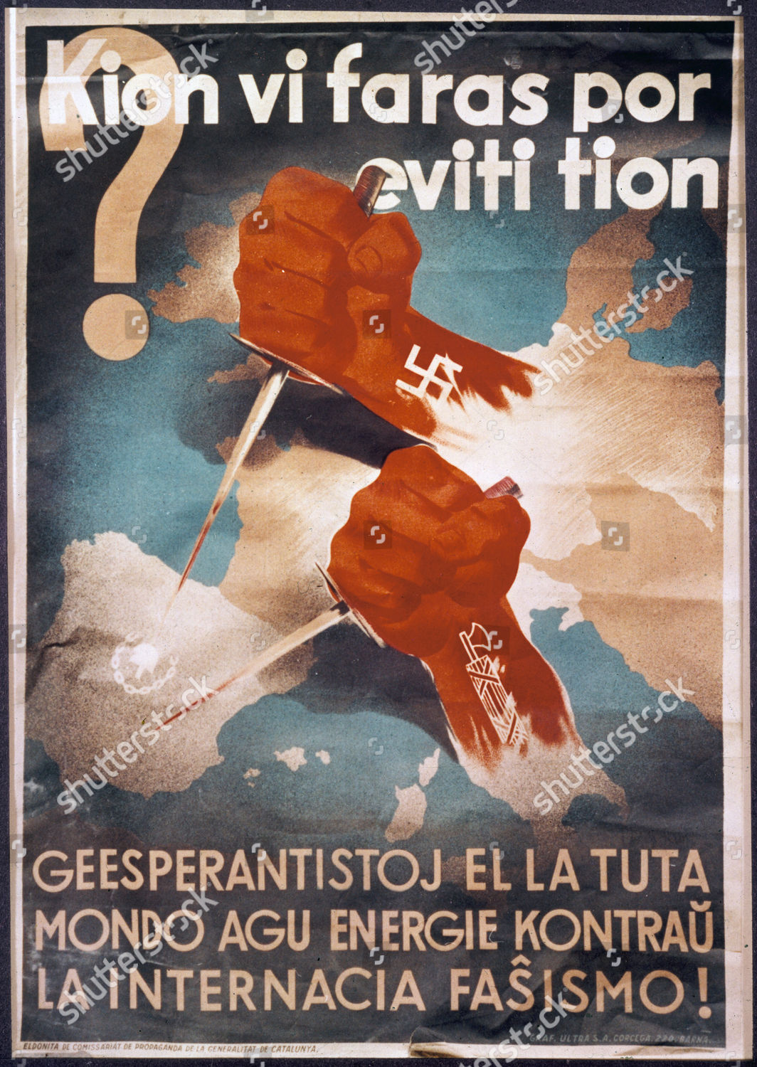 Poster Esperanto Against International Fascism 19369 Editorial Stock ...
