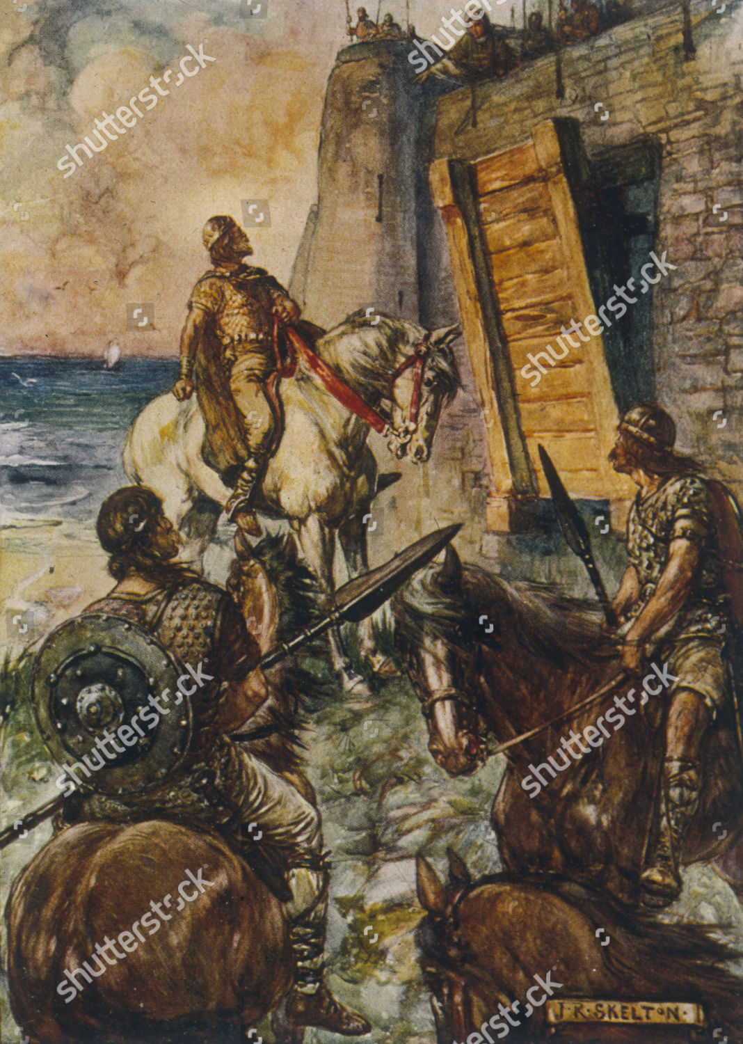 Macduff Escapes Macbeth Flees England Circa Editorial Stock Photo ...