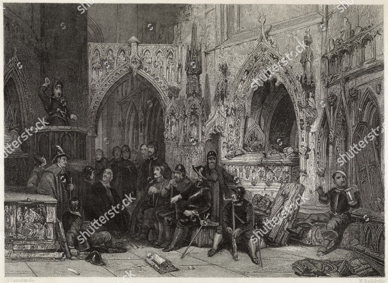 Puritan Soldier Preaching Fellow Soldiers Church Editorial Stock Photo ...