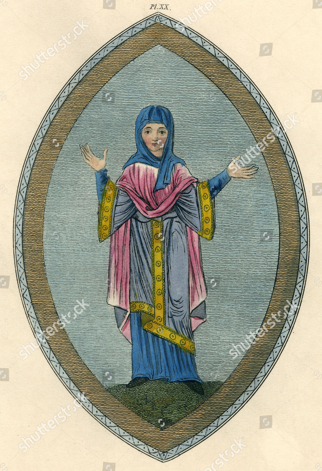 Woman Wearing Tunic Cloak Wimple Covering Editorial Stock Photo - Stock ...