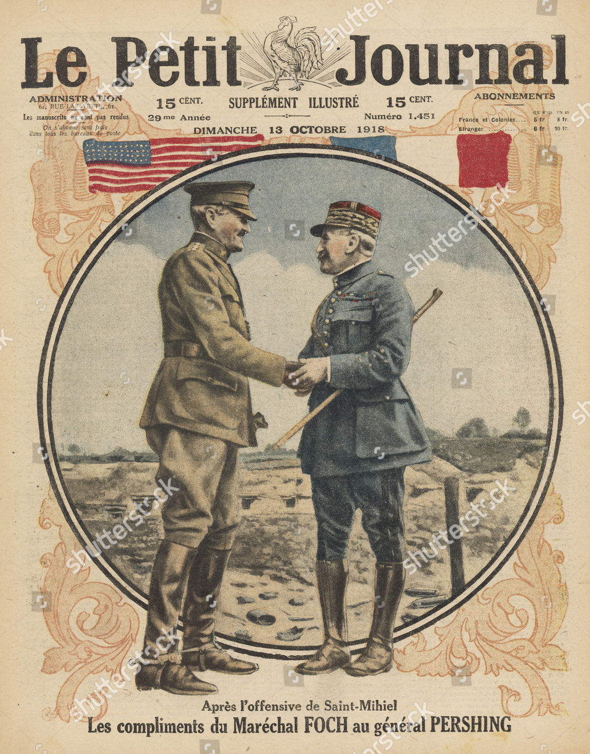 Marshal Foch Congratulates General Pershing American Editorial Stock ...