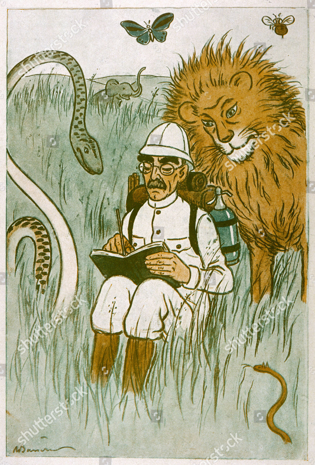 Cartoon English Writer Rudyard Kipling 18651936 Editorial Stock Photo ...