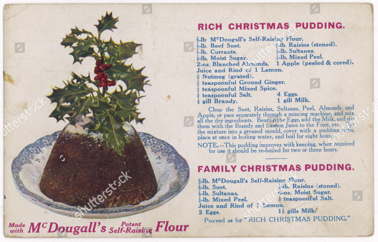 Recipe Christmas Pudding Using Mcdougalls Flour Editorial Stock Photo ...
