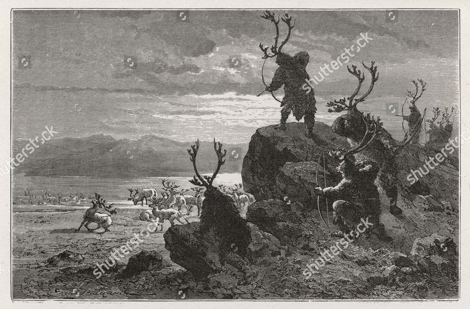 Hunting Reindeer During Stone Age Palaeolithic Editorial Stock Photo ...