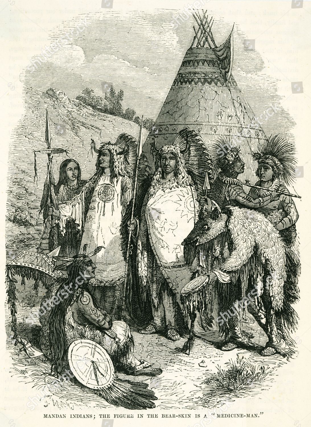 Native Americans Scene Mandan Village Rainmaker Editorial Stock Photo ...
