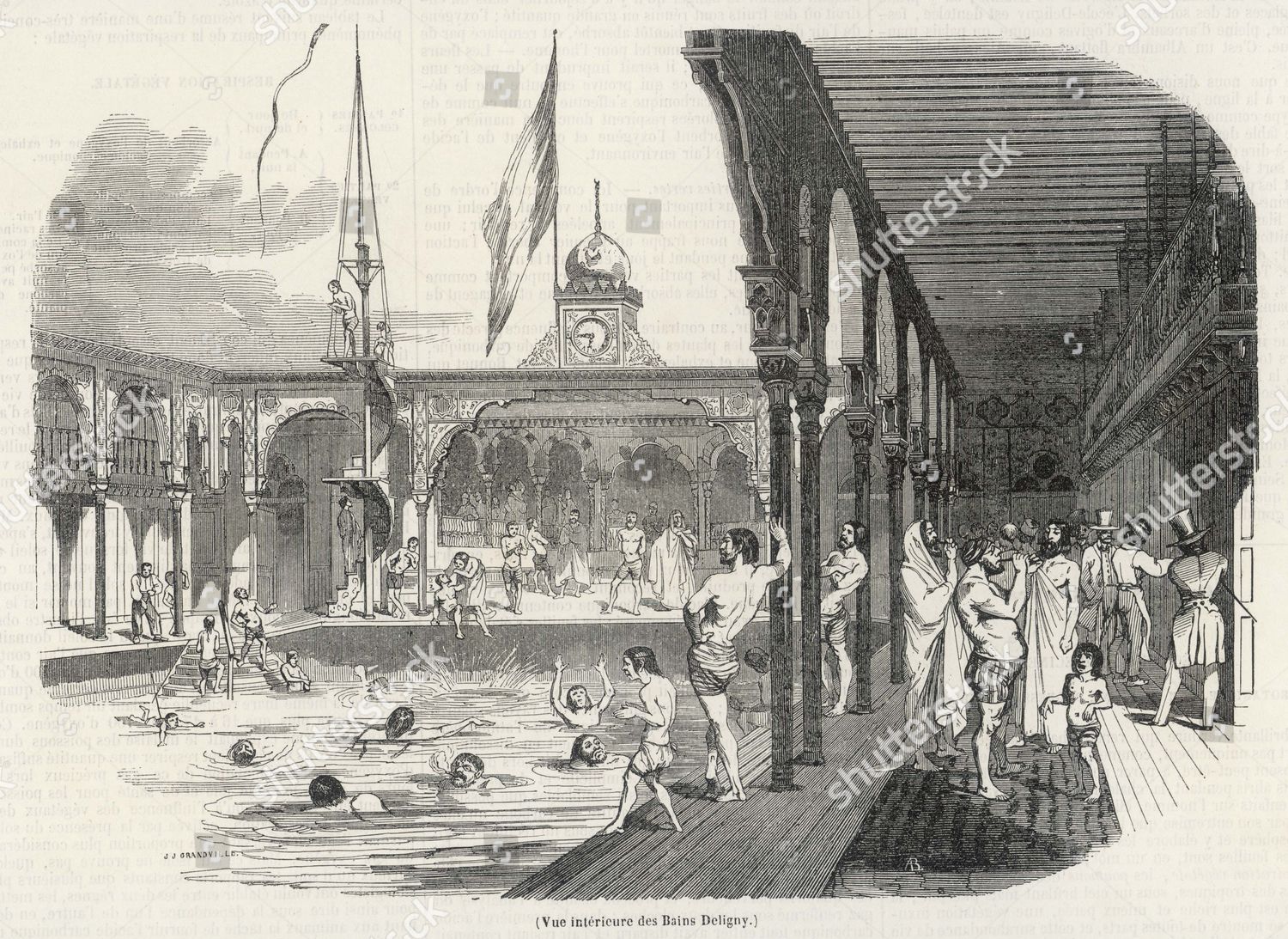 View Inside Les Bains Deligny Floating Editorial Stock Photo - Stock ...