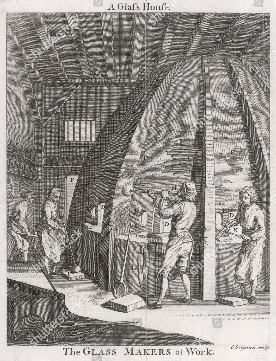 18th Century Glasshouse Glassmakers Work 1747 Editorial Stock Photo ...