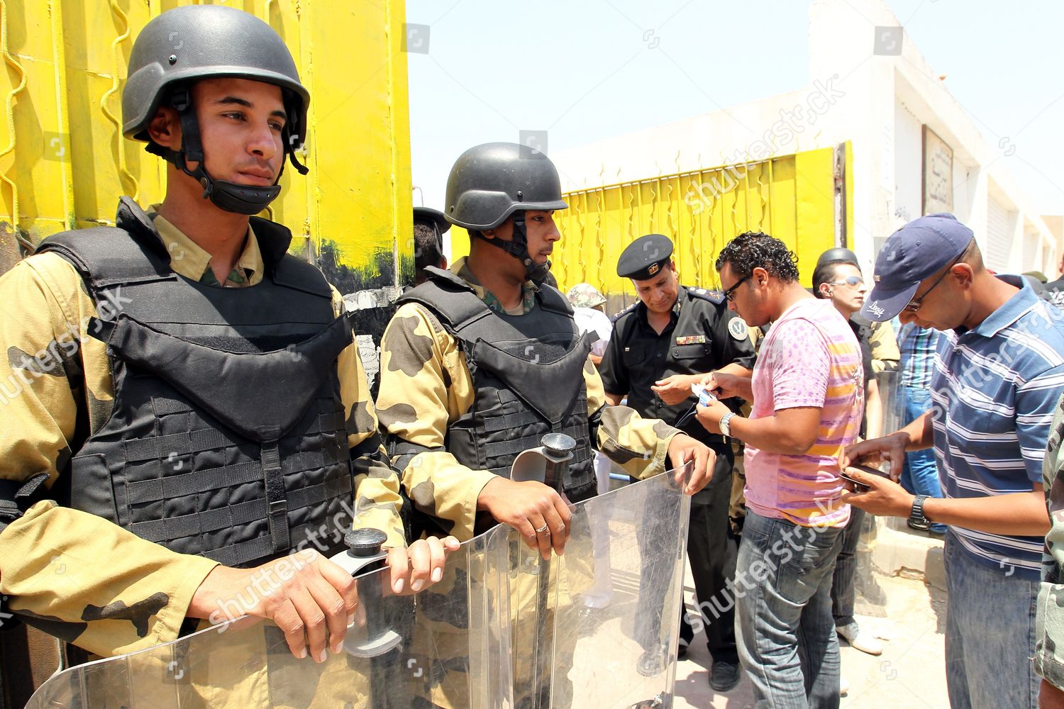 Egyptian Security Forces Stand Guard Outside Editorial Stock Photo ...