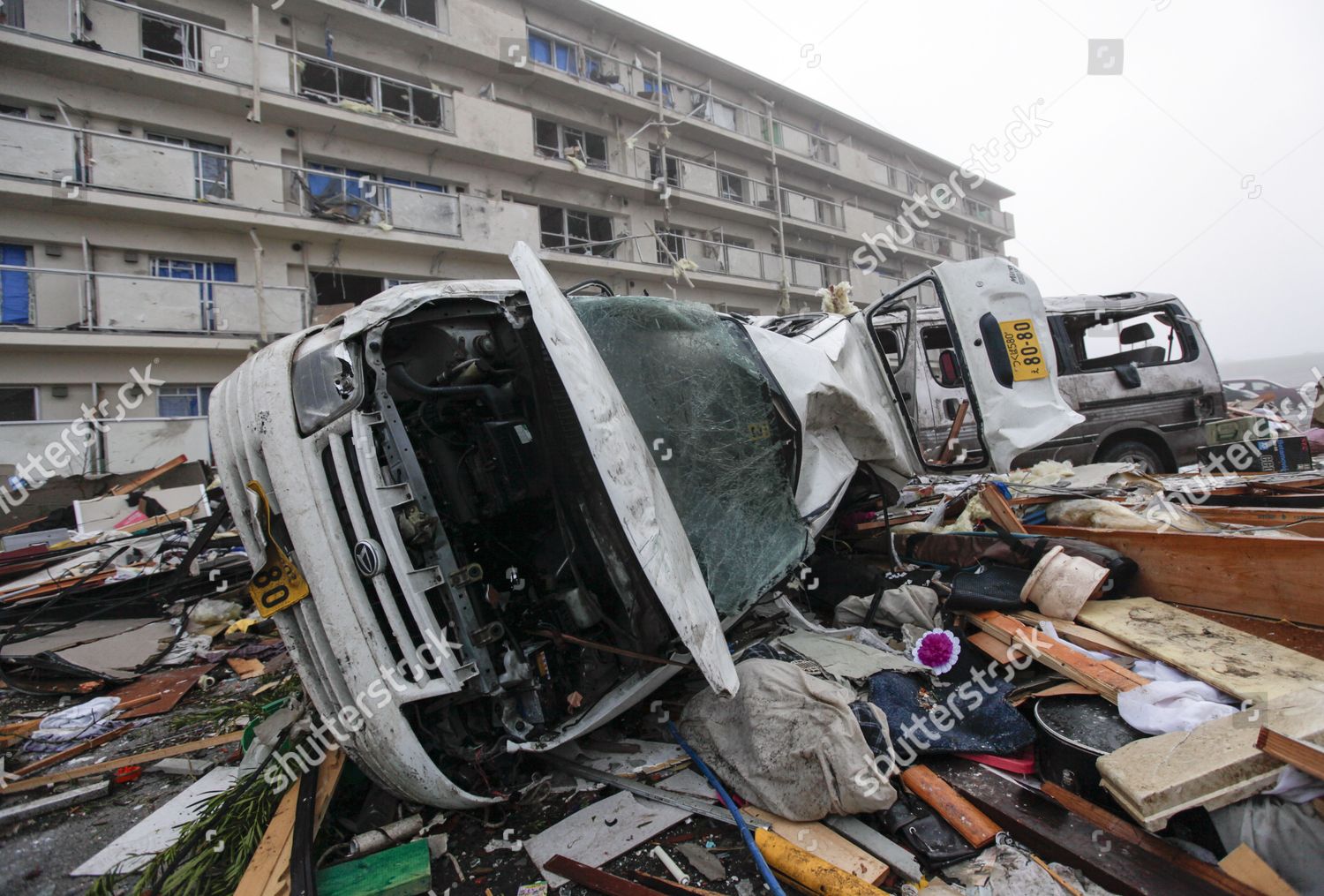 Vehicules Damaged By Tornado Tsukuba North Editorial Stock Photo ...