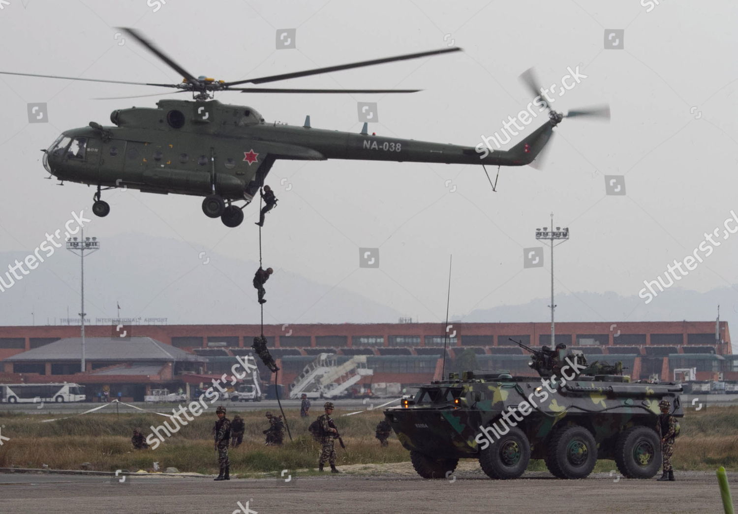 Nepalese Army Commandos Abseil Helicopter They Editorial Stock Photo ...