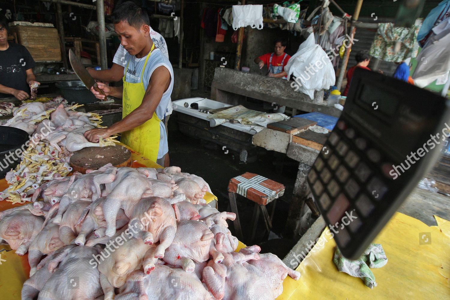 Filipino Vendor Chops Processed Chicken Sale Editorial Stock Photo ...
